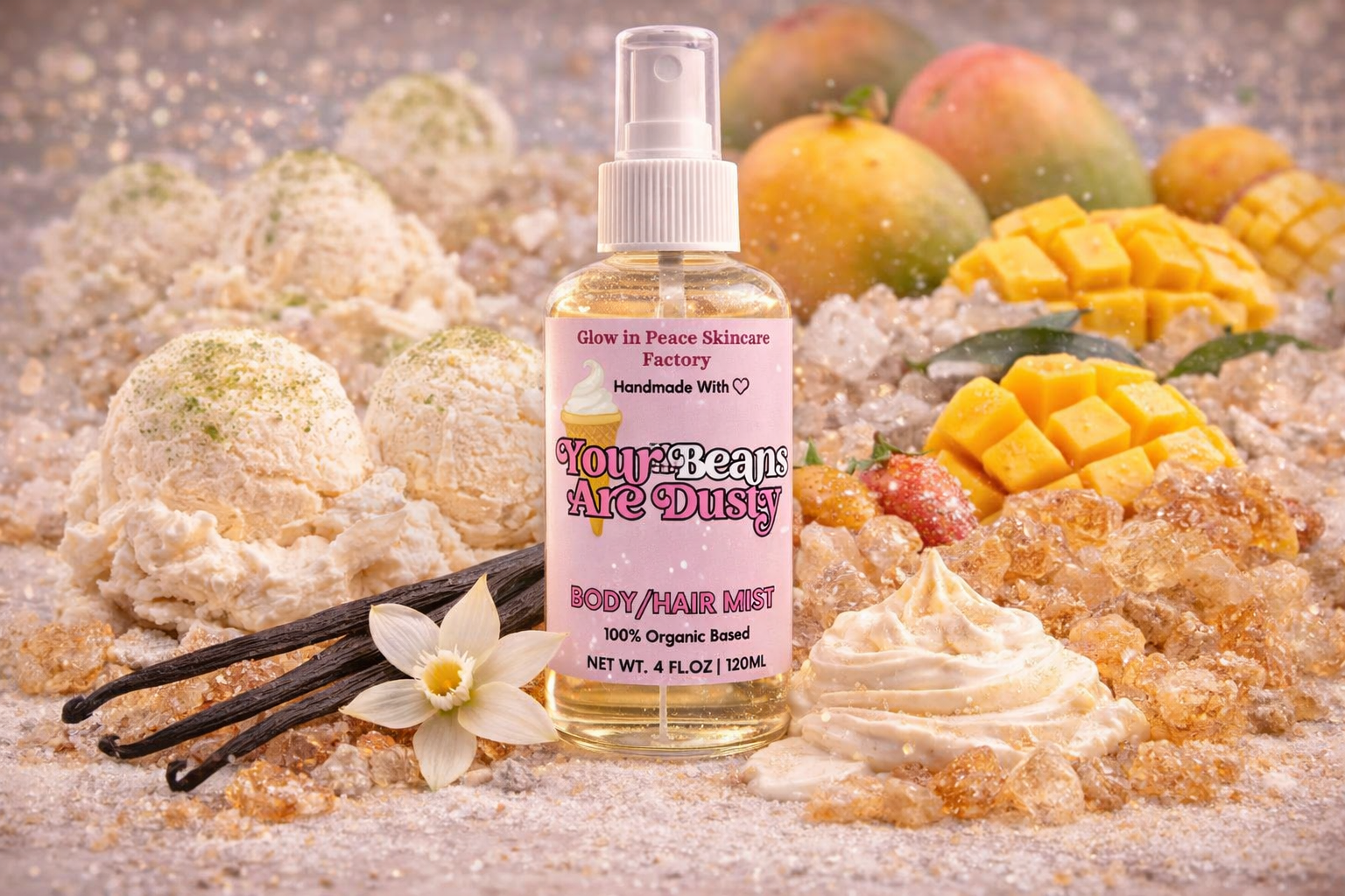 Your Beans Are Dusty Body/Hair Mist – Glow in Peace Skincare Factory